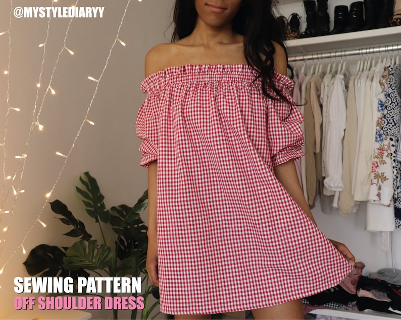 Off the Shoulder Dress Sewing Pattern for Women With Puffy Ruffle ...