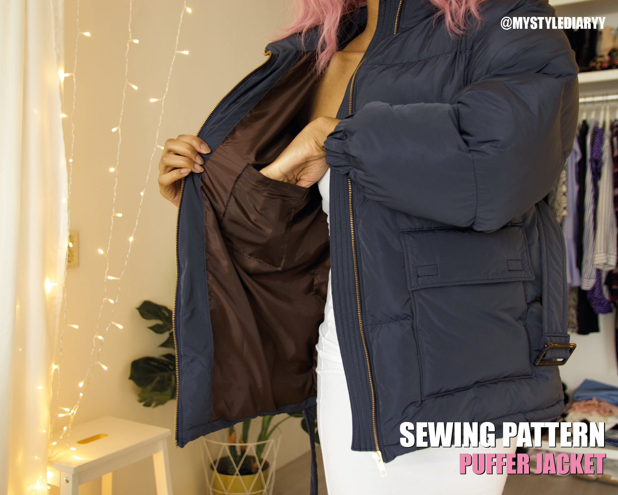 Puffer Jacket With Pockets Winter Coat PDF Sewing Pattern for - Etsy