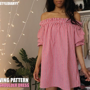 Off the Shoulder Dress Sewing Pattern for Women With Puffy Ruffle ...
