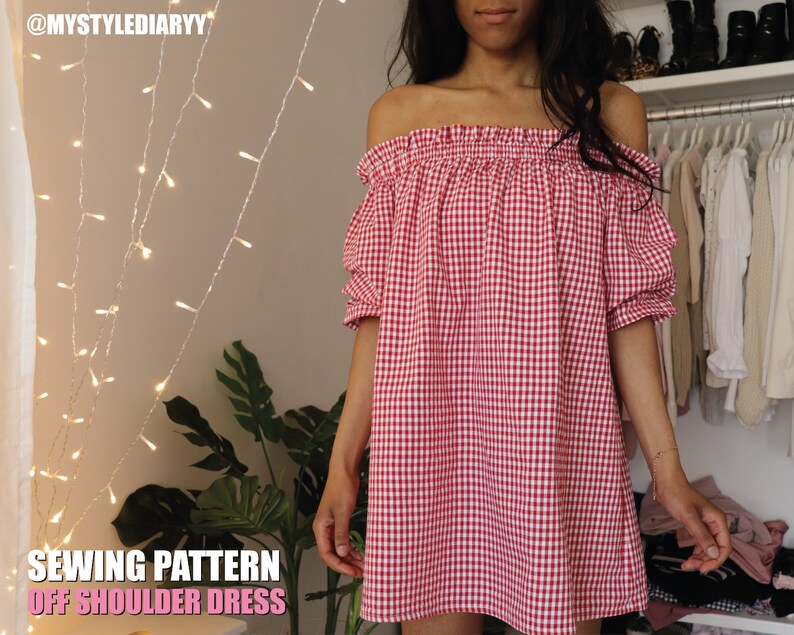 Off the Shoulder Dress Sewing Pattern for Women With Puffy Ruffle ...