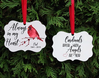 Personalized in Loving Memory Cardinal Tear Drop Glass Ornament ...