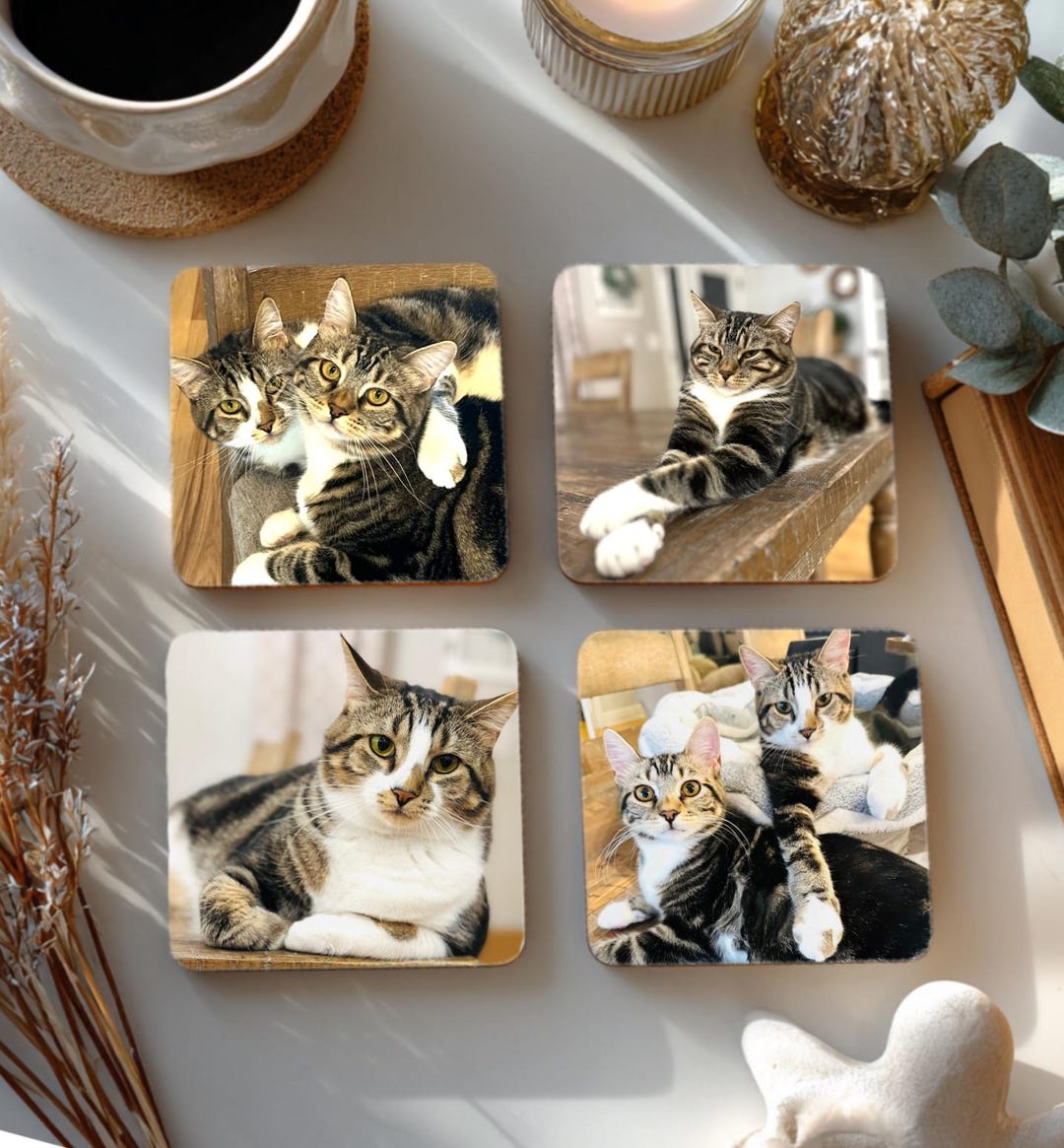 Custom Photo Coasters: Personalized Coaster Set, Photo Gifts - Etsy