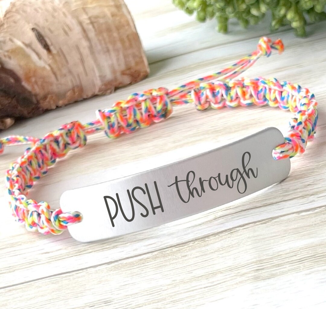 Push Through Mantra Bracelet: Engraved Aluminum, Adjustable Cord - Etsy