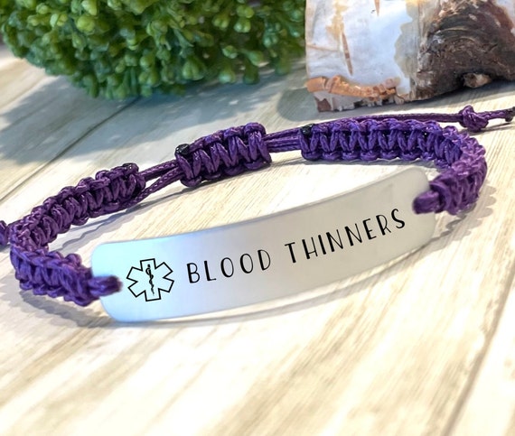 Medical Alert Bracelet Laser Engraved Bracelet Medical ID Bracelet Awareness Bracelet Adjustable Bracelet Blood Thinner Etsy