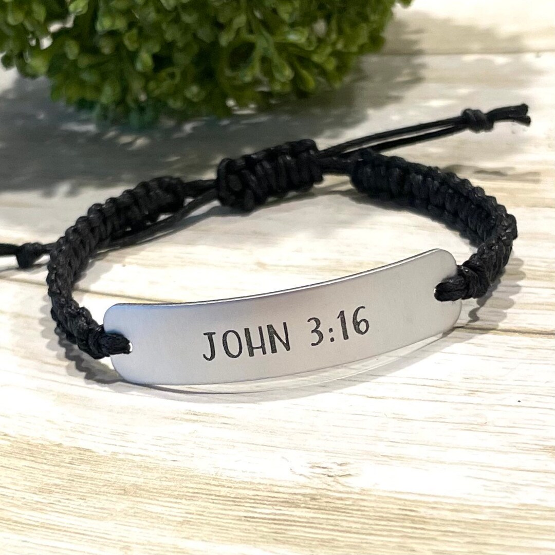 Laser Engraved Bible Verse Bracelet: Adjustable Square Knot Christian ...