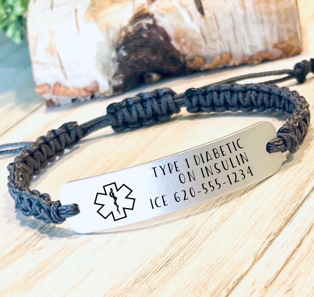 Laser Engraved Medical Alert Bracelet: Adjustable Nylon Cord - Etsy