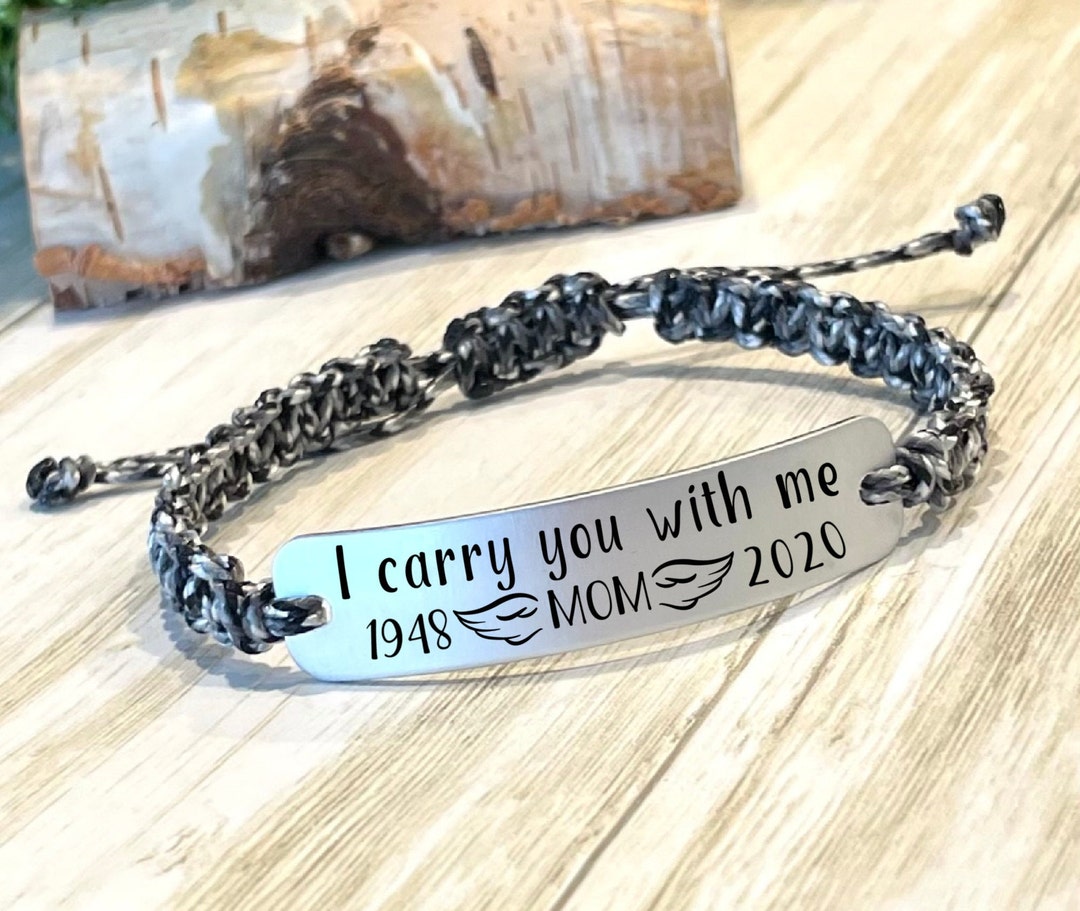 Laser Engraved Memorial Bracelet: Personalized Sympathy Gift - Etsy