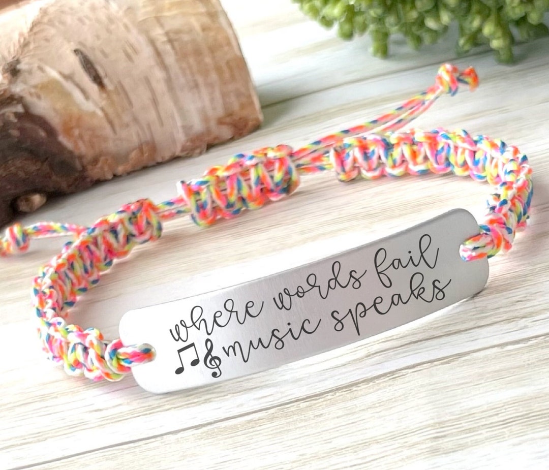 Treble Clef Music Bracelet: Engraved Aluminum, Adjustable Nylon Cord - Etsy