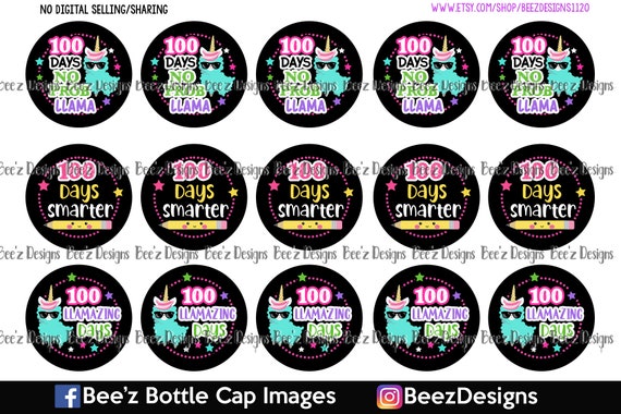 100 School Days Llamas School INSTANT DOWNLOAD 1 Bottle | Etsy
