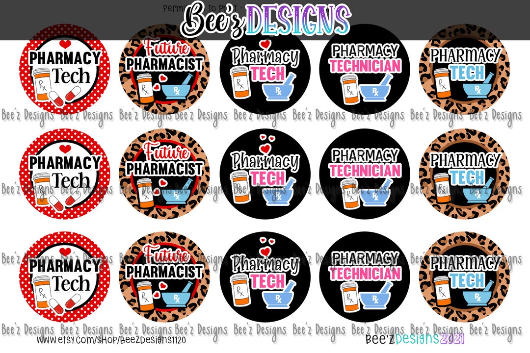 Pharmacy Tech INSTANT DOWNLOAD 1 Inch Bottle Cap Images - Etsy