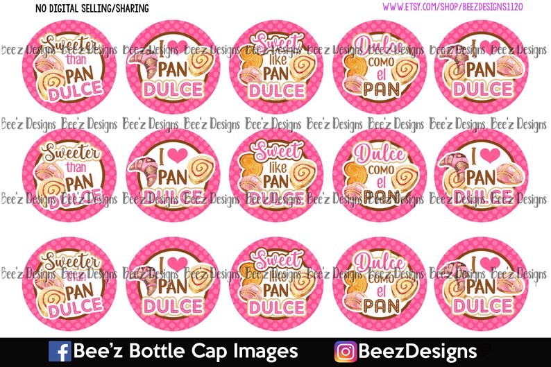 Sweet Like Pan Dulce Pink INSTANT DOWNLOAD 1 Inch Bottle Cap | Etsy