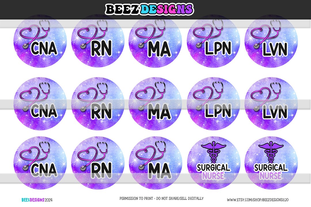 Nurses Purple Galaxy INSTANT DOWNLOAD 1 Inch Bottle Cap Images - Etsy
