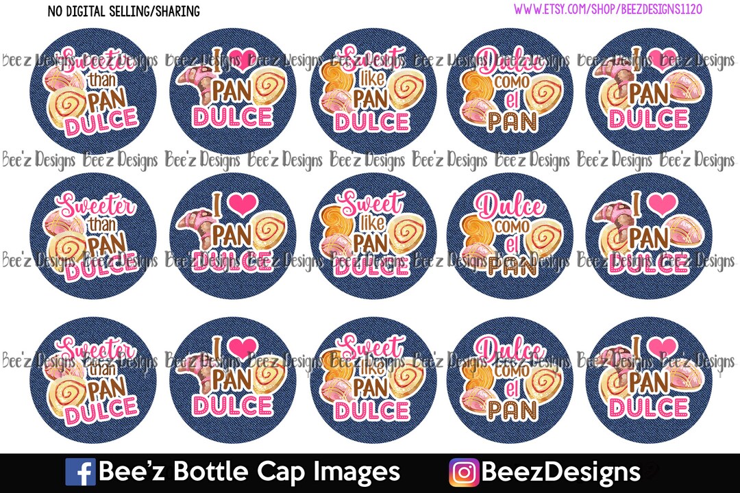 Sweet Like Pan Dulce Denim INSTANT DOWNLOAD 1 Inch Bottle Cap Images - Etsy