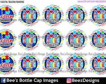 Autism Awareness Bottle Cap Images Autism 1 Inch Circles for Badge ...