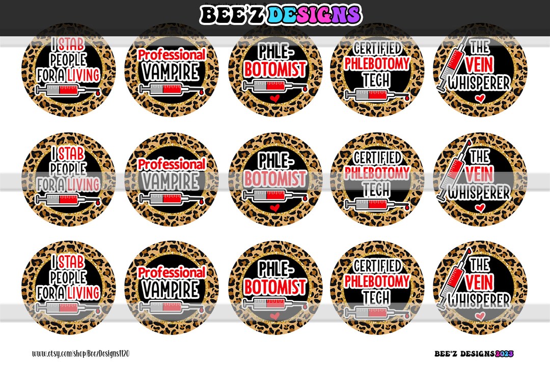 Certified Phlebotomy Tech INSTANT DOWNLOAD 1 Inch Bottle Cap Images - Etsy