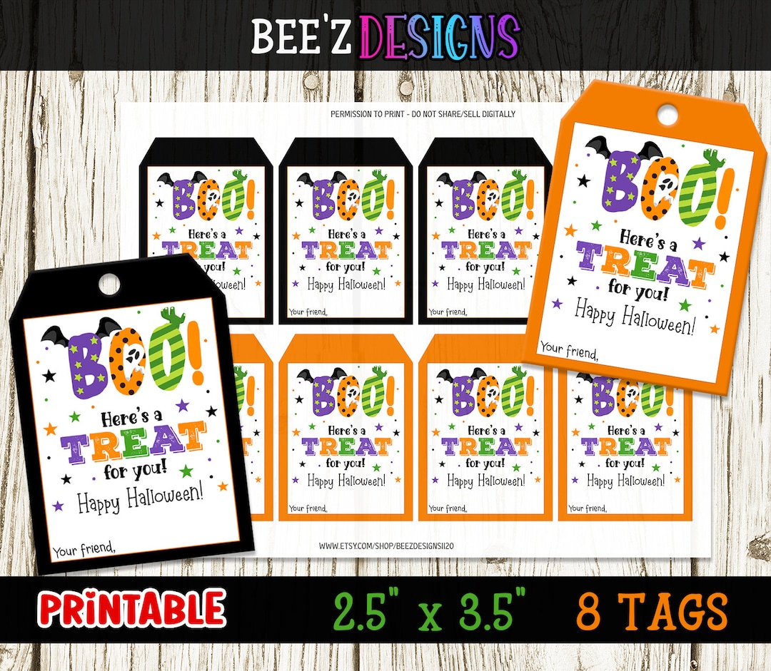 PRINTABLE Boo Halloween Gift Tags Favor Tags - Etsy