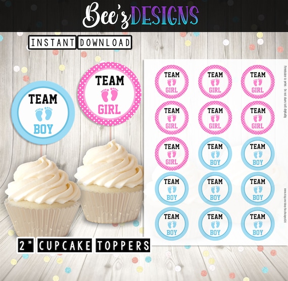 Team Girl Team Boy PRINTABLE 2 Inch Cupcake Toppers - Etsy