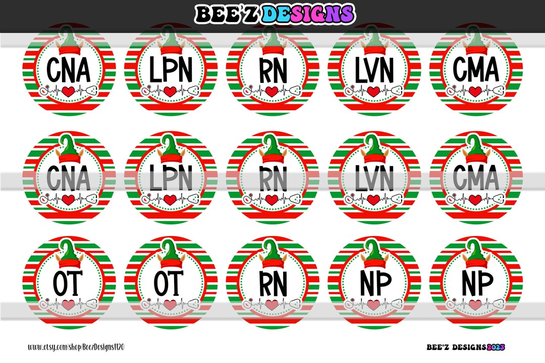 Christmas Nurses INSTANT DOWNLOAD 1 Inch Bottle Cap Images - Etsy