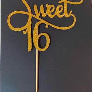 Sweet 16 Birthday Caketopper, Cardstock Glitter Topper - Etsy
