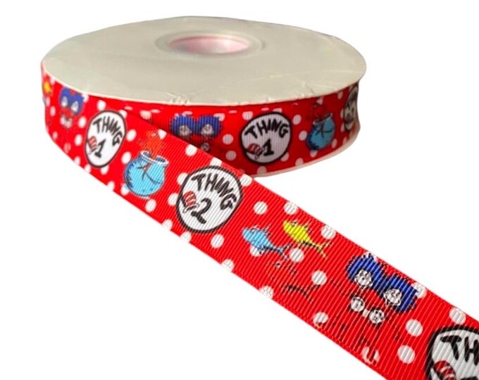 1” Dr Seuss Thing 1 and Thing 2 Grosgrain Ribbon, DIY Craft Supply ...