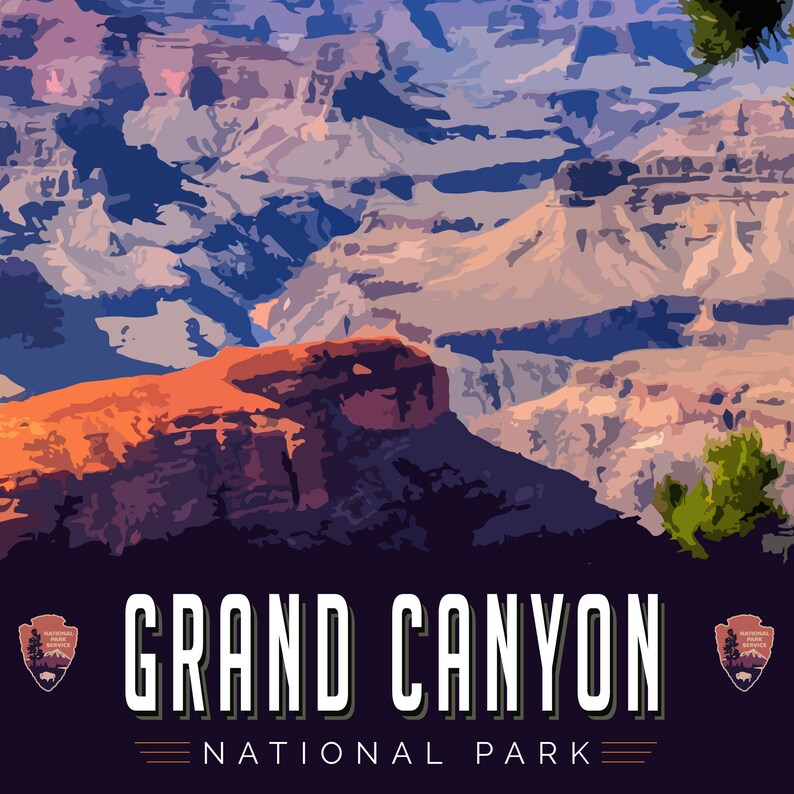Grand Canyon National Park Poster Vintage Style | Etsy