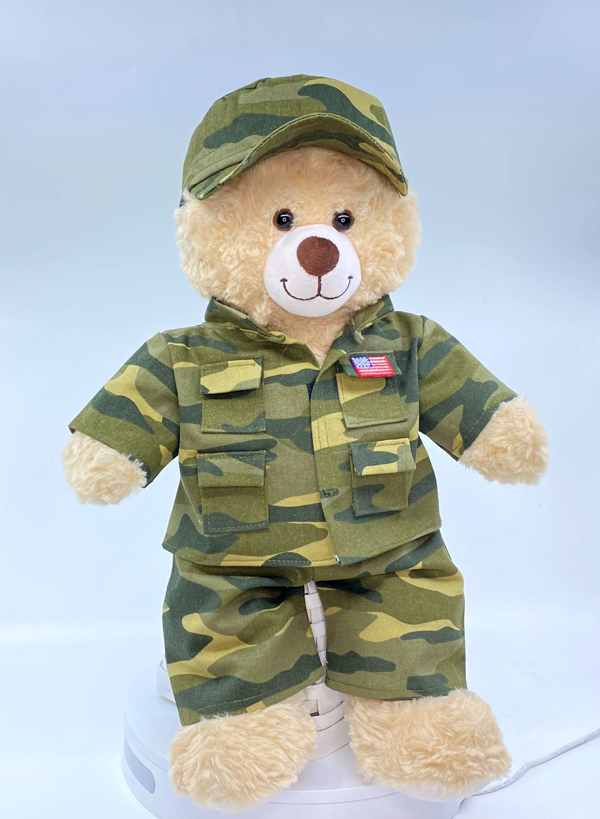 Army Teddy Bear And Flowers