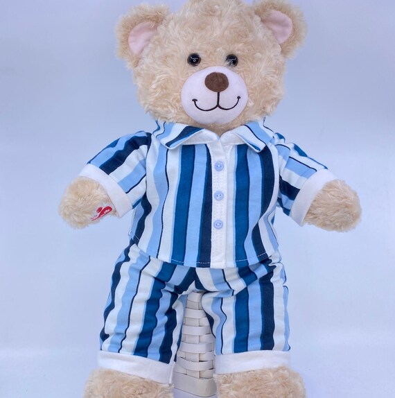 Teddy Bear Pajamas Bear Blue Striped Pj s Etsy UK