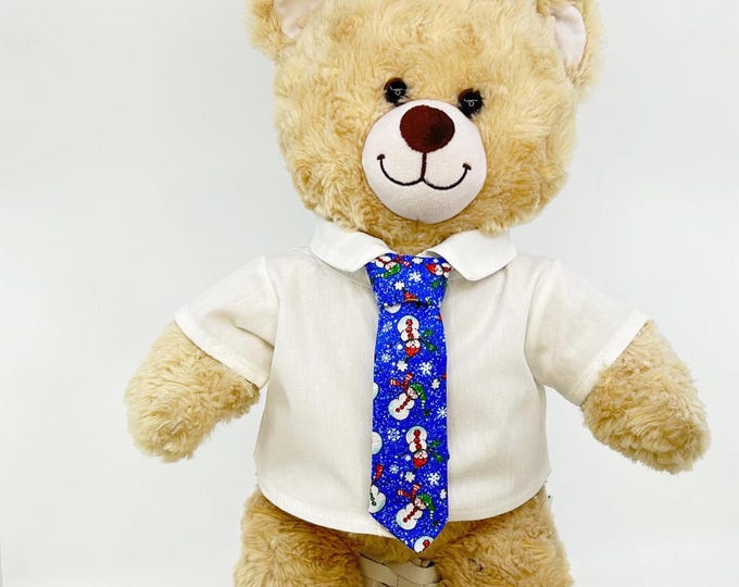 Teddy Bear Snowman Tie, Blue Glitter Bear Tie - Etsy
