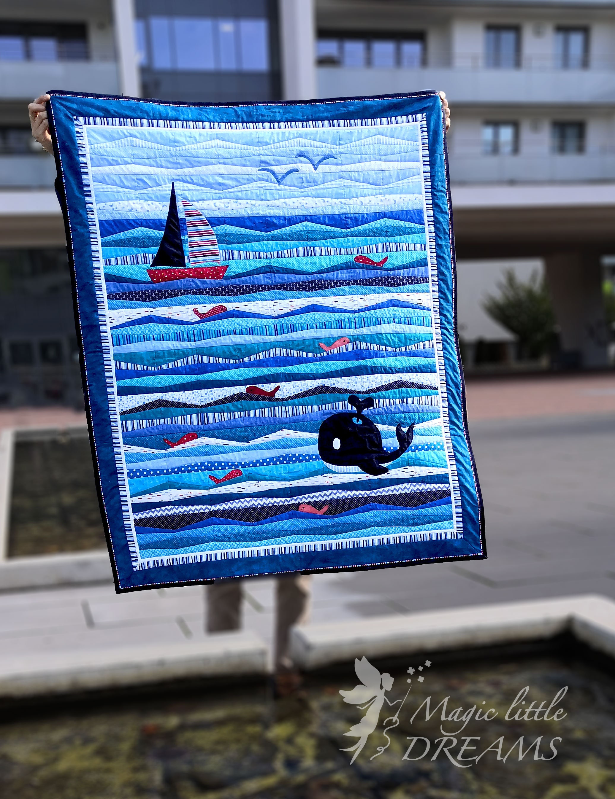 The Explorer Ocean Quilt Pattern Sailboat Whale and Fish | Etsy