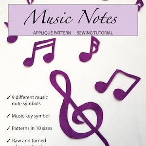 Music Notes Applique, PDF Pattern, Instant Download, Quilt Art, Raw ...