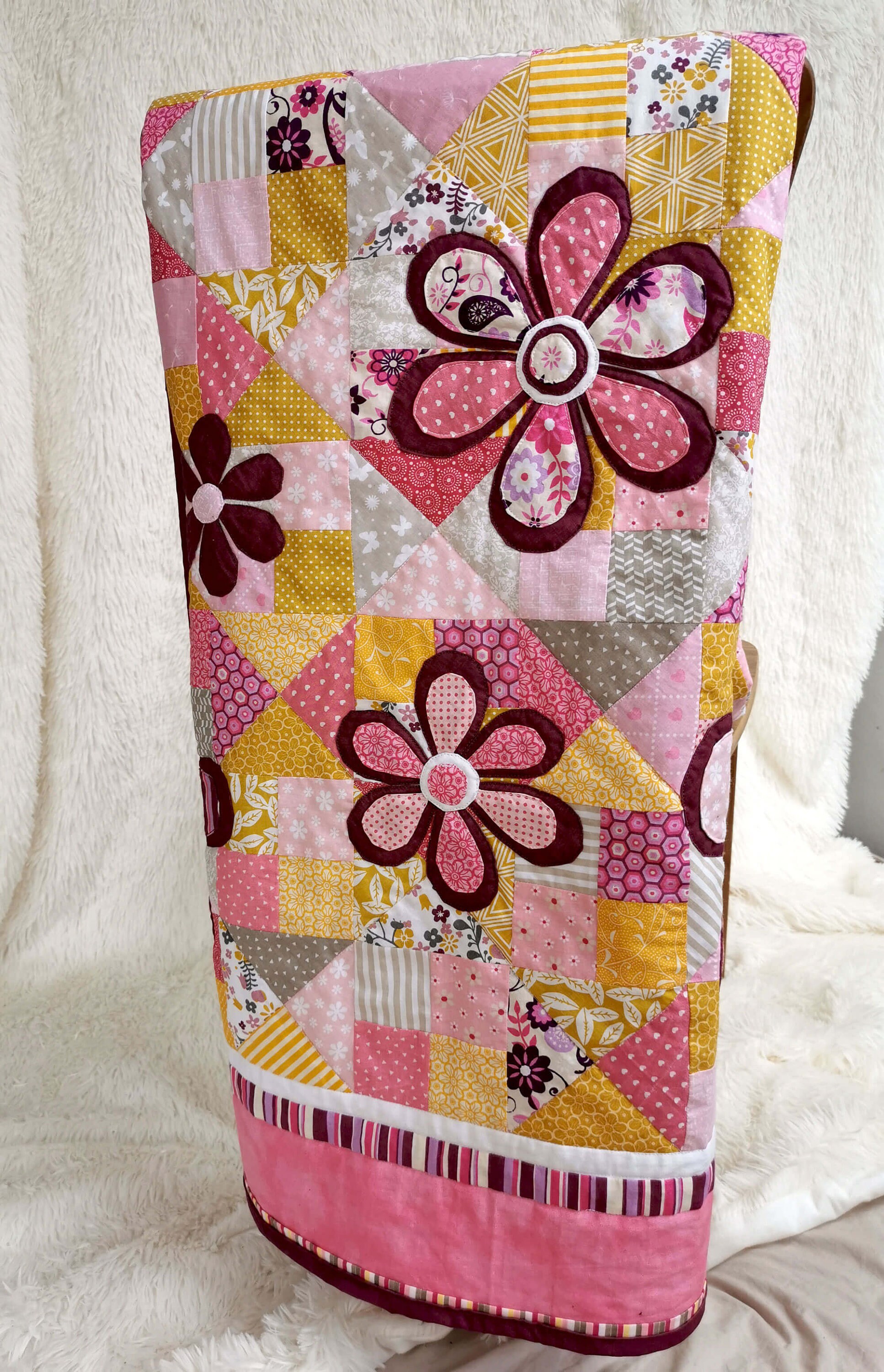 Flower Baby Quilt Pattern: Blooming Meadow Scrappy Quilt (PDF Download ...