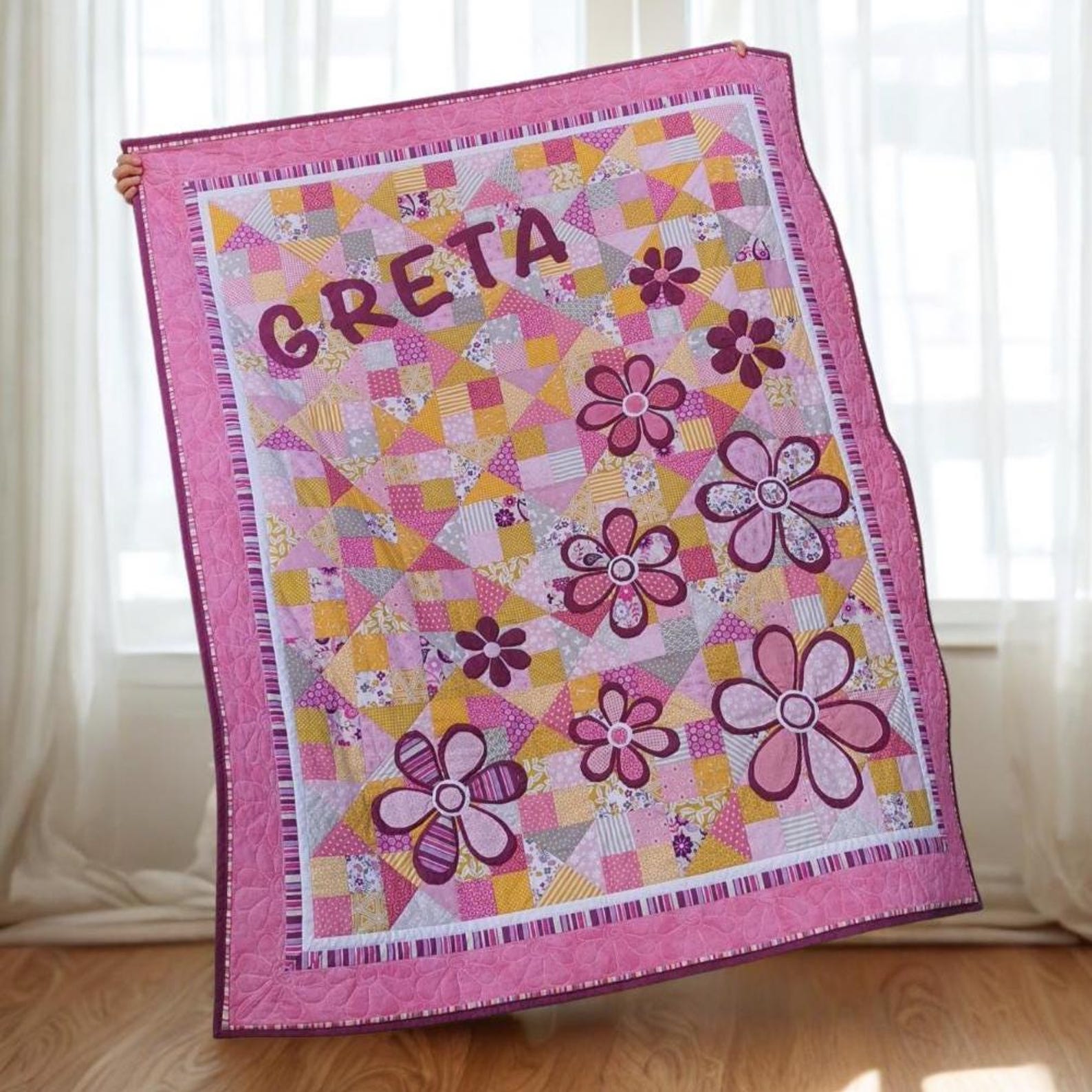 Flower Baby Quilt Pattern: Blooming Meadow Scrappy Quilt (PDF Download ...