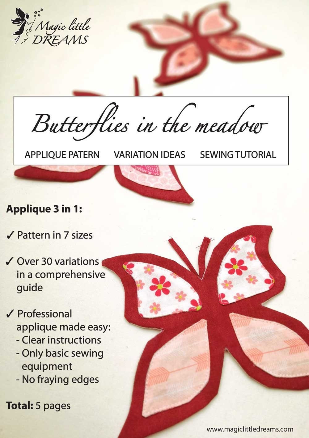 Butterfly Applique Digital PDF Pattern Applikationsdesign - Etsy