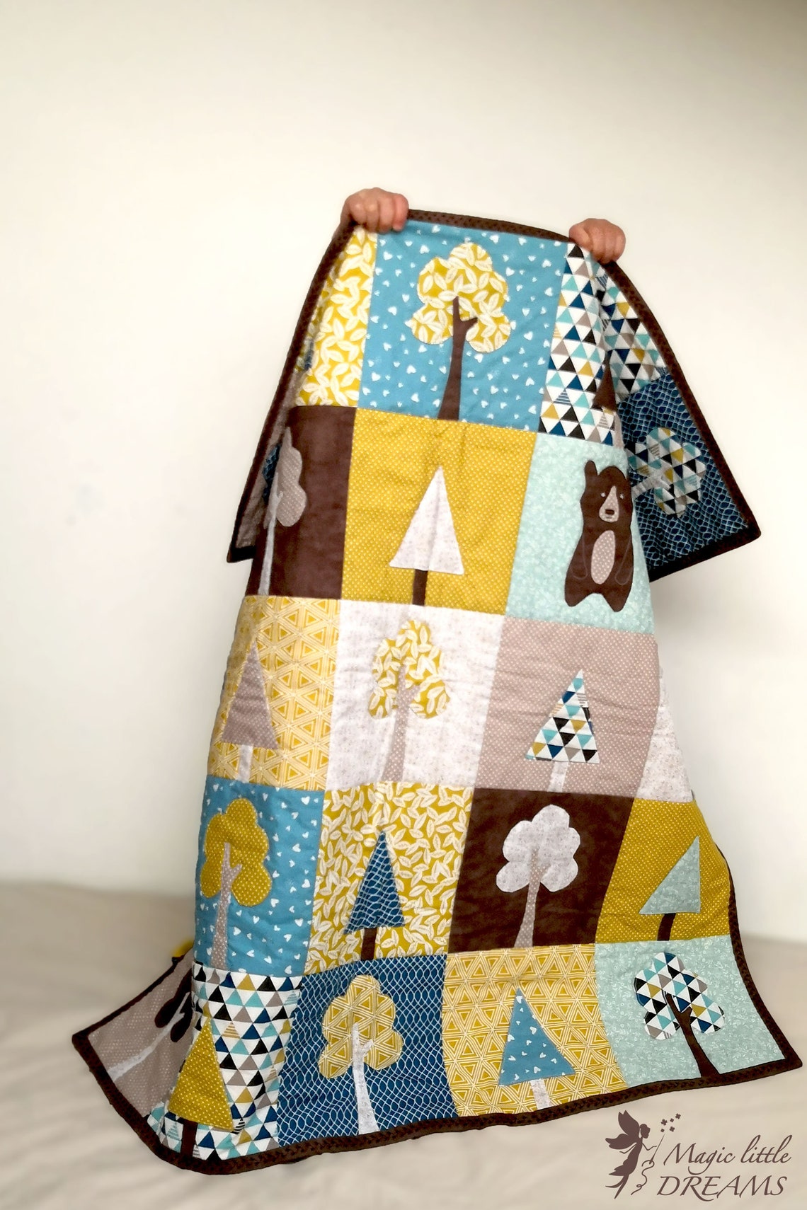 Applique Baby Quilt PDF Pattern With Tree and Bear Appliques. - Etsy