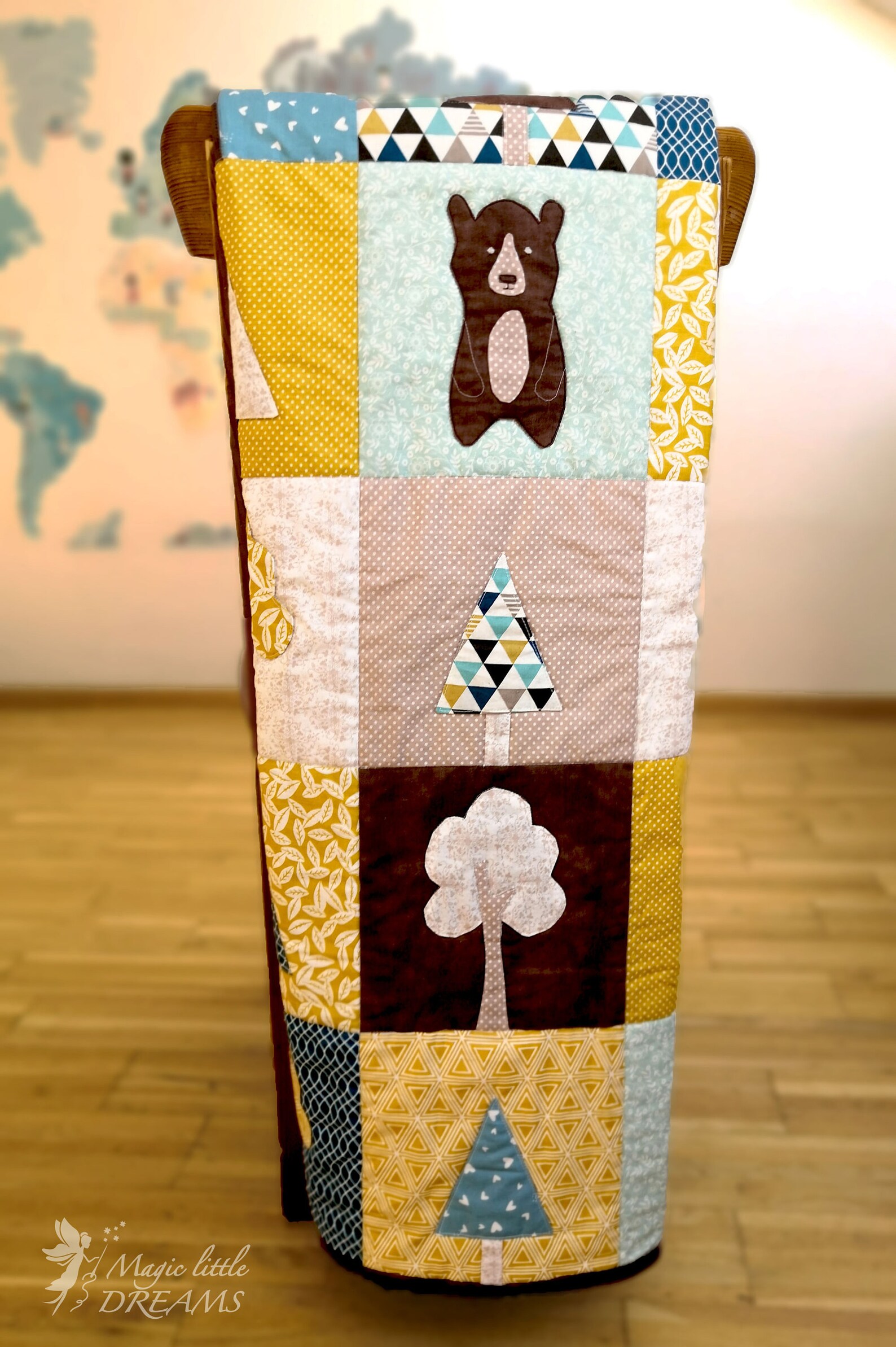 Applique Baby Quilt PDF Pattern With Tree and Bear Appliques. - Etsy Canada