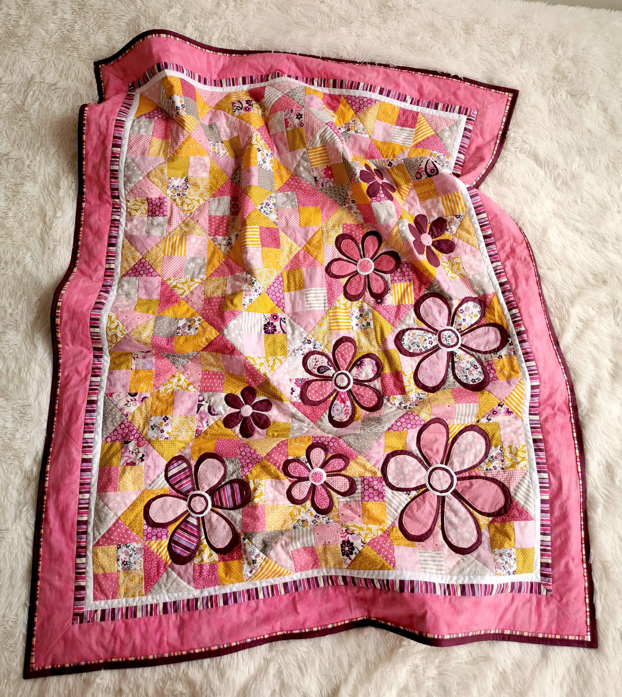 Flower Baby Quilt Pattern: Blooming Meadow Scrappy Quilt (PDF Download ...