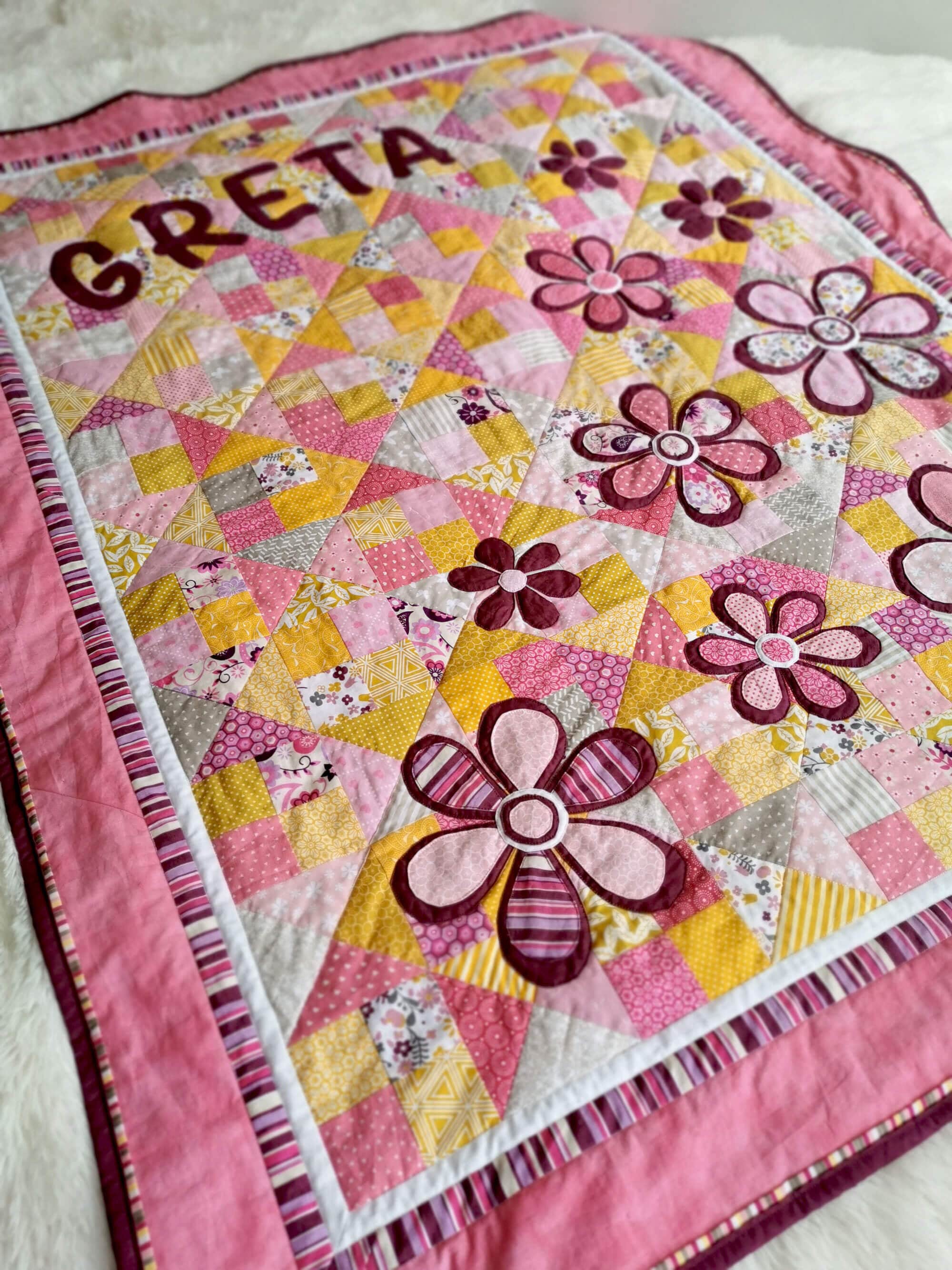 Flower Baby Quilt Pattern: Blooming Meadow Scrappy Quilt (PDF Download ...
