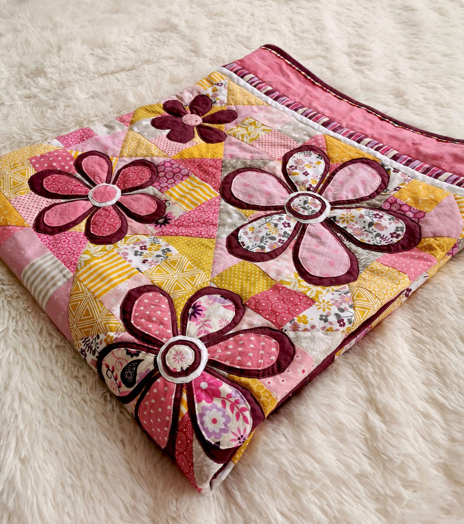 Flower Baby Quilt Pattern: Blooming Meadow Scrappy Quilt (PDF Download ...