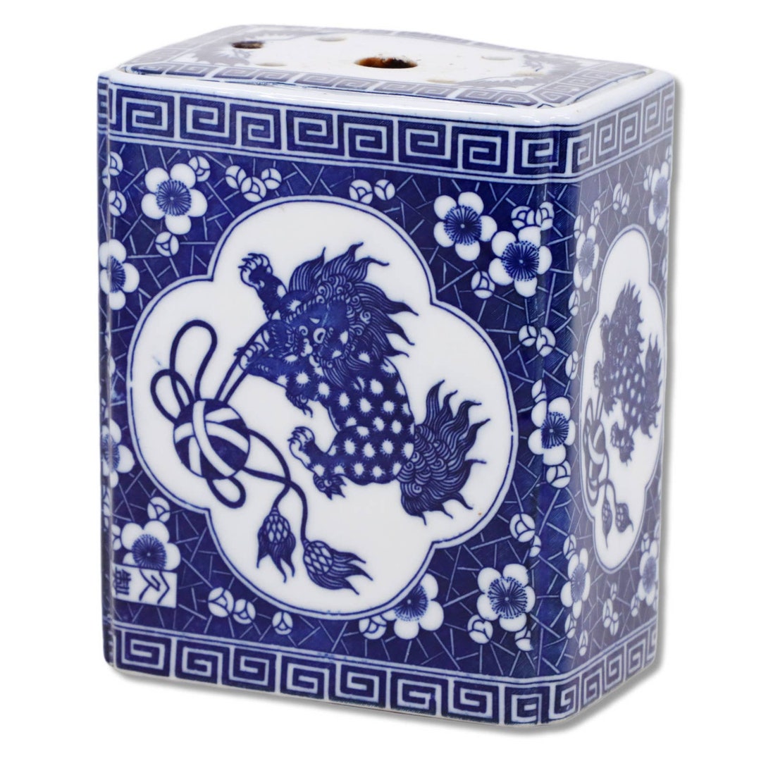 Chinese Foo Dog Blue White Opium Pillow Incense Burner Censor - Etsy