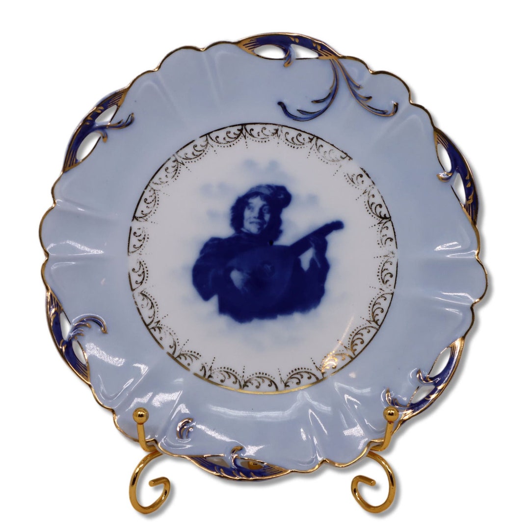 RC Rosenthal Lion D-or the Serenade of Fr Heals 8 Lunch Plate Blue Gold ...