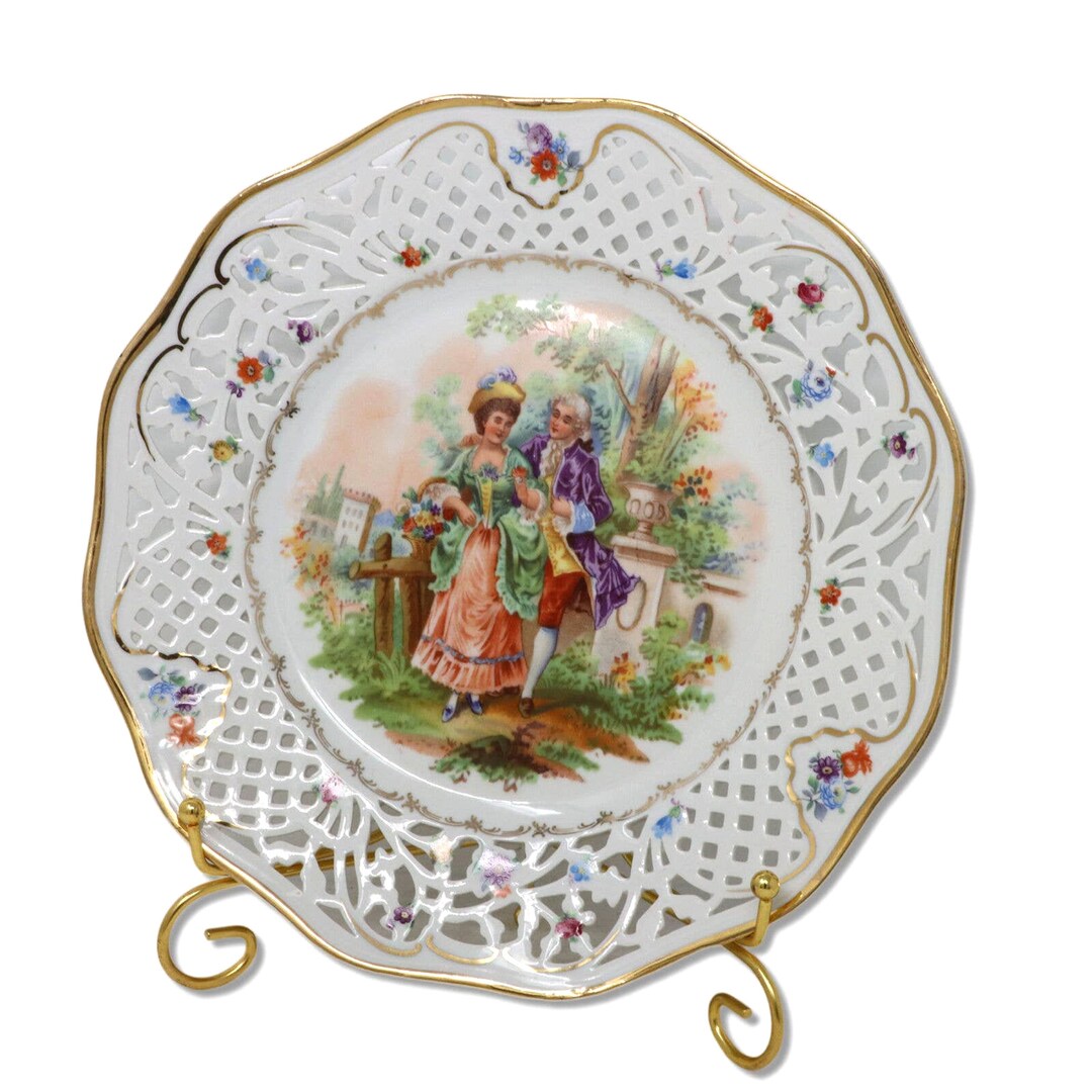 Cico C. Bavarian Reticulated Courting Couple Dinner Plate US Zone ...