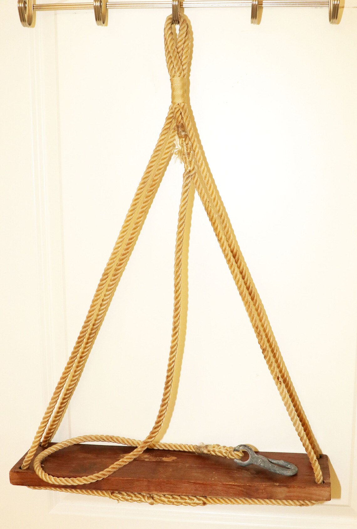 Vintage classic teak Bosun's chair / seat w/ tool line | Etsy