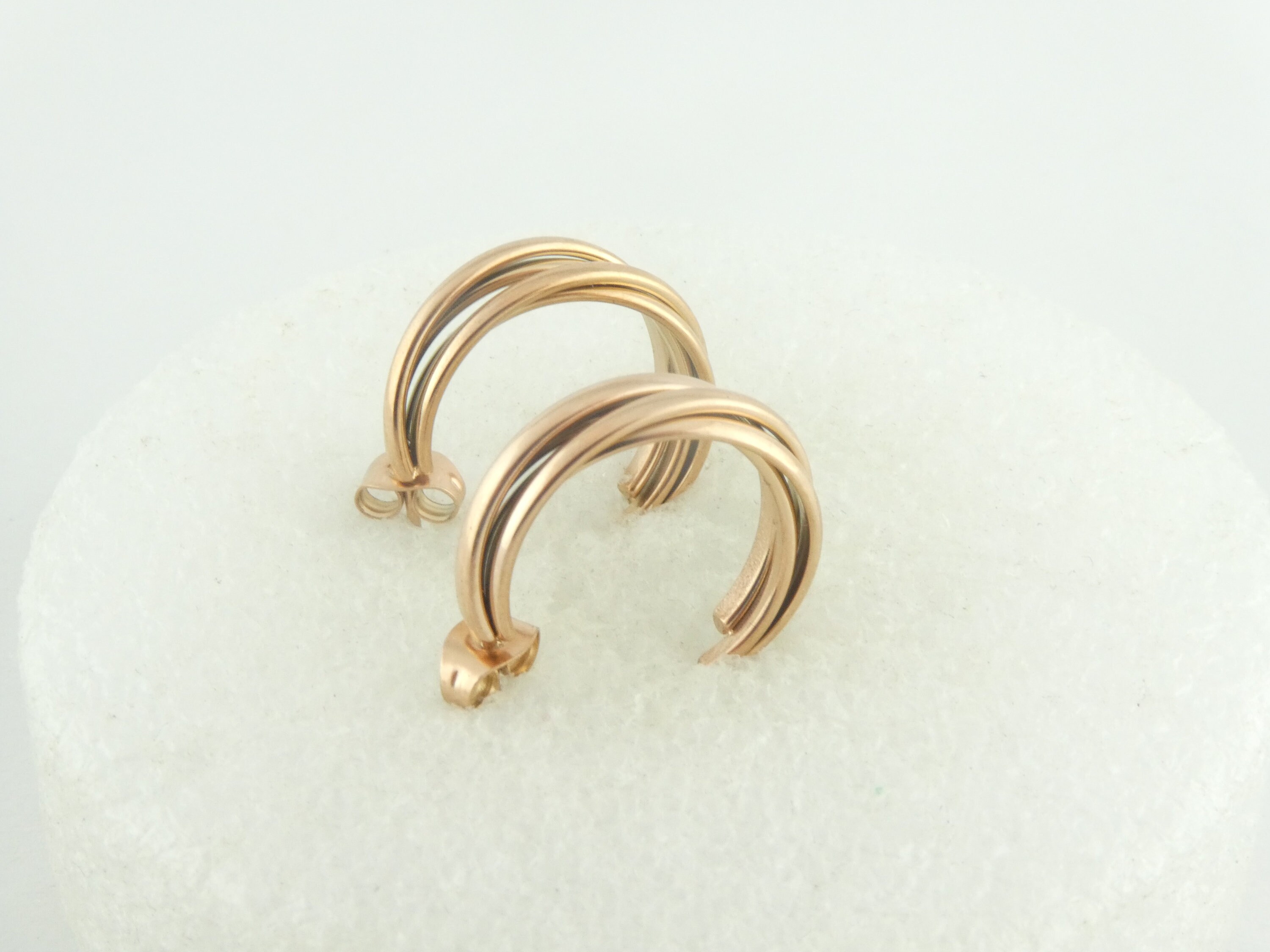 Hoop Earrings Rose Gold Twisted C Shape Open Minimalist 21mm | Etsy