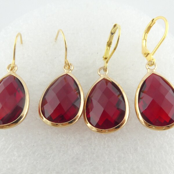Red Crystal Earrings - Etsy