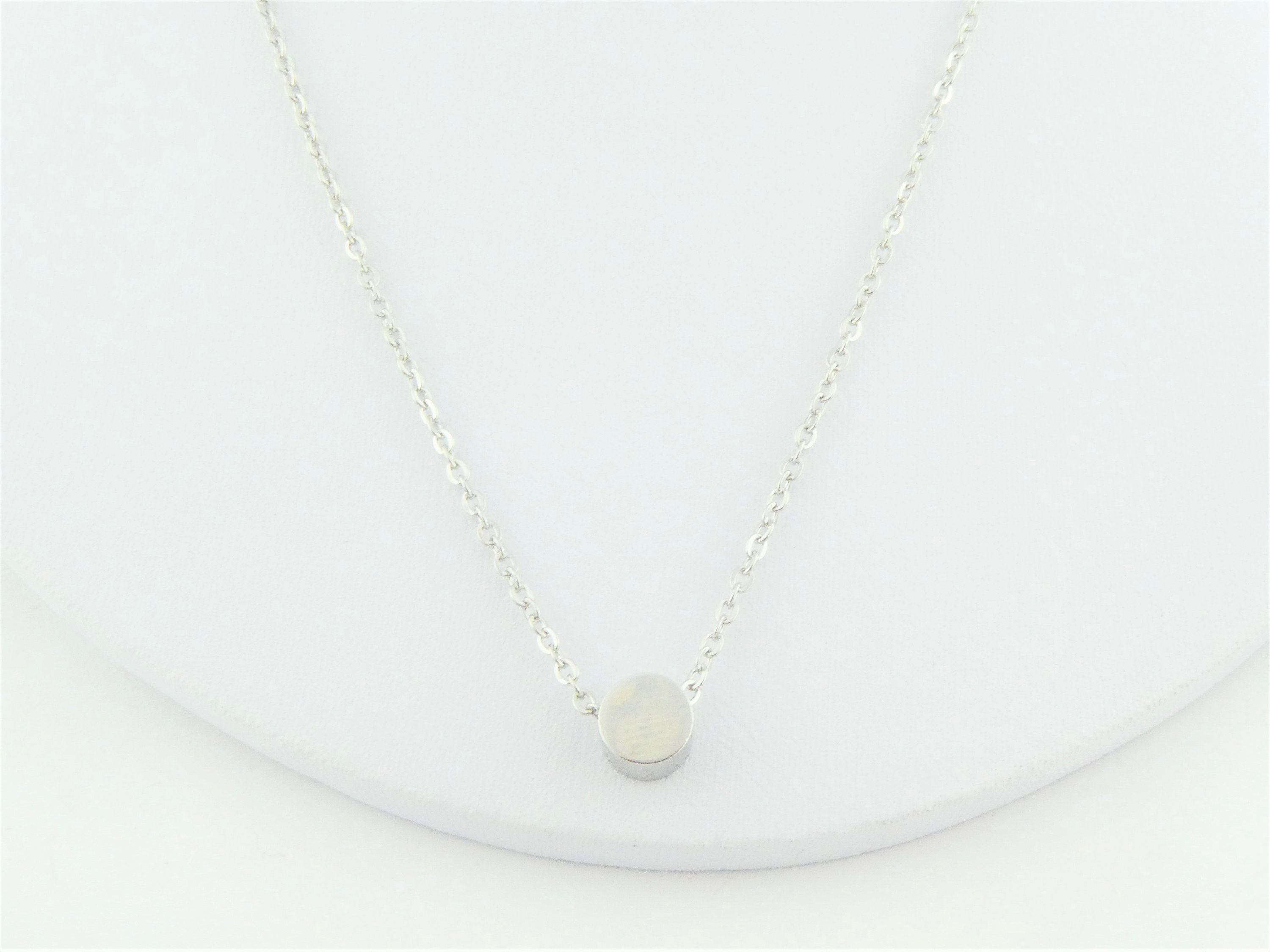 Chain necklace silver circle point plate shiny minimalistic | Etsy