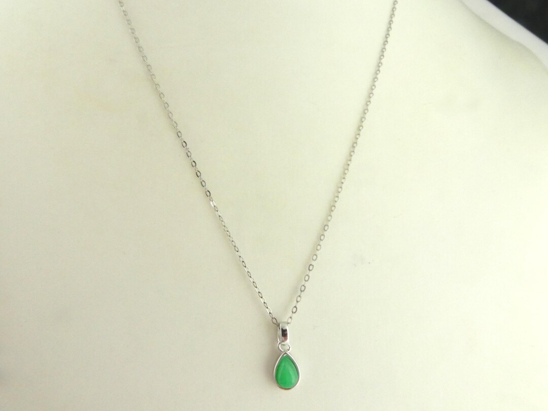 925 Silver Green Malaysia Jade Drop Necklace - Etsy