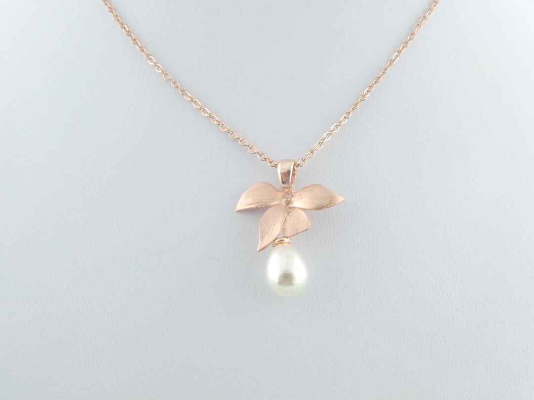 Chain Necklace Rose Gold White Orchids Orchid Flowers Flower - Etsy