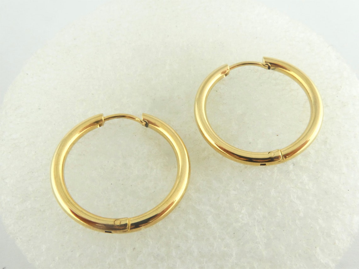 Creolen Ohrringe Gold rund minimalistisch 20mm EdelstahlBoho | Etsy