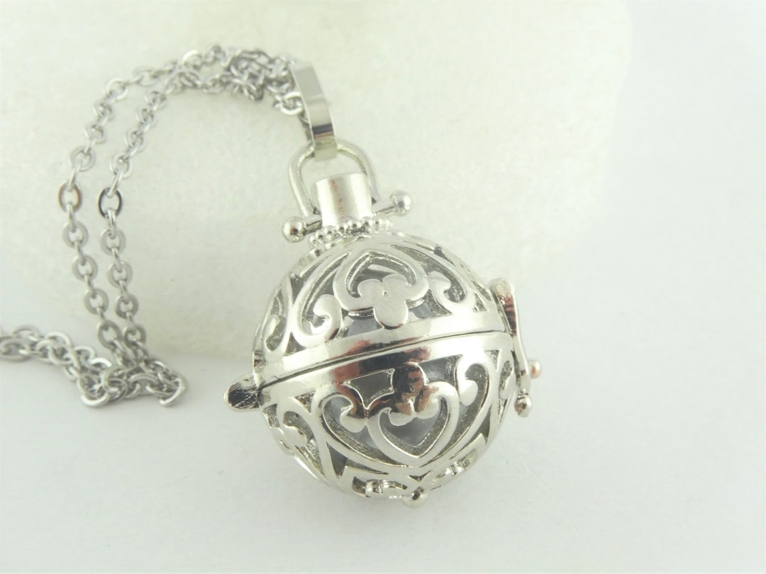 Chain Necklace Silver Angel Caller With Sound Ball Silver Stainless ...