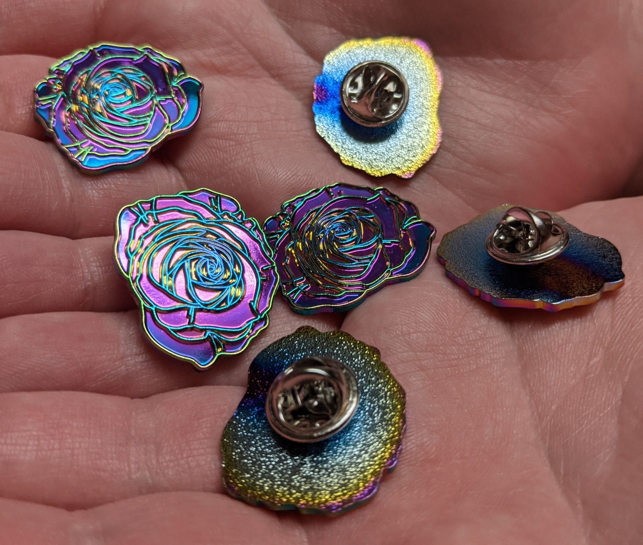 Rainbow Rose Pin (anodized) - Etsy